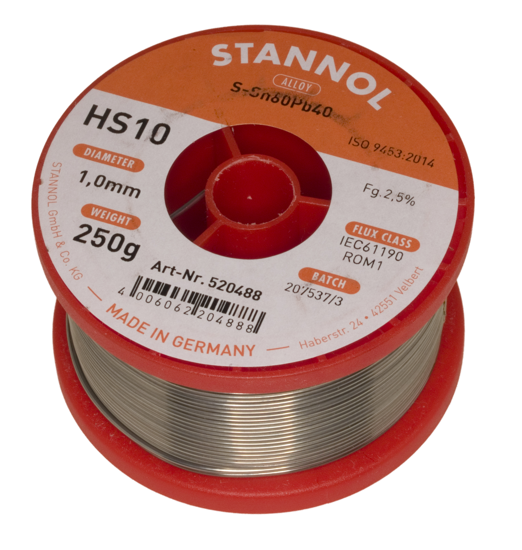 Stannol kalaj za lemljenje HS10 250g 2,5%, 1,0 Sn60Pb40 – Unibau